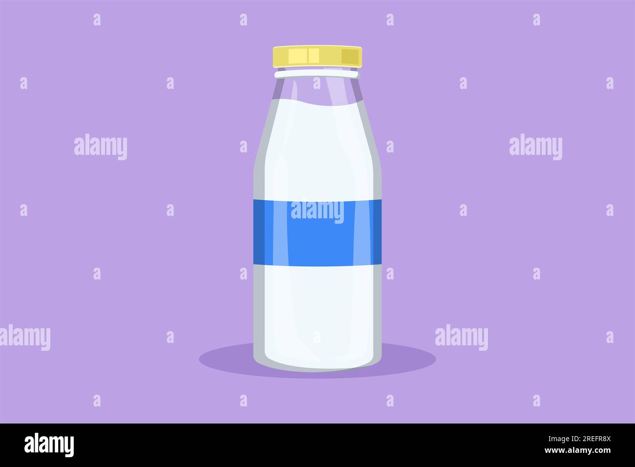 Graphic flat design drawing fresh milk on bottle glass packaging ...