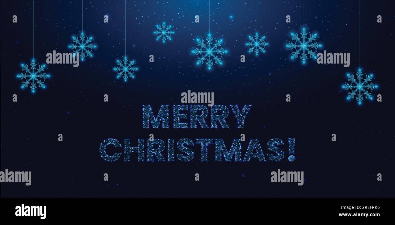 Merry Christmas low poly banner. Polygonal wireframe mesh illustration ...