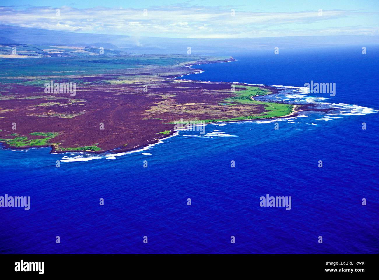 Aerial view of the southernmost point of the Hawaiian island chain ...