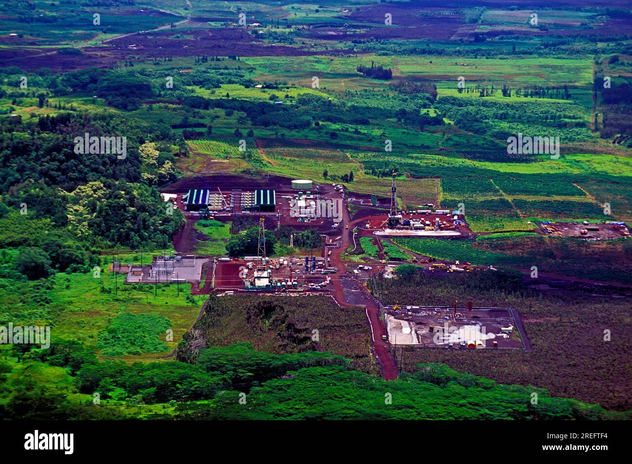 Aerial view of the HGPA geo-thermal well site at Puna, Hawaii Stock ...