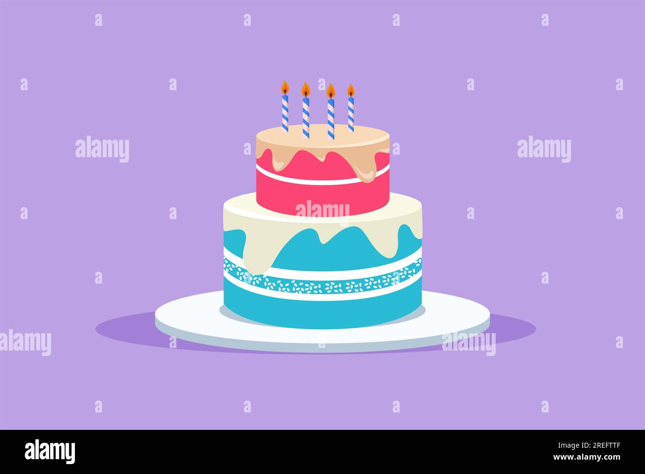 Character flat drawing fresh delicious stacked birthday cake with ...
