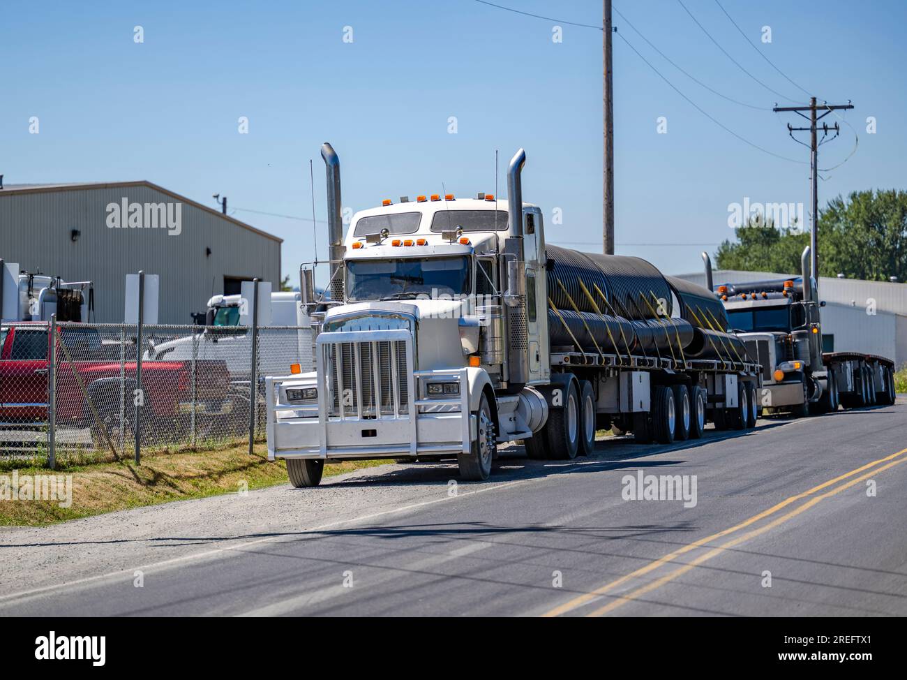 Classic big rig heavy duty semi truck tractor with grille guard and ...
