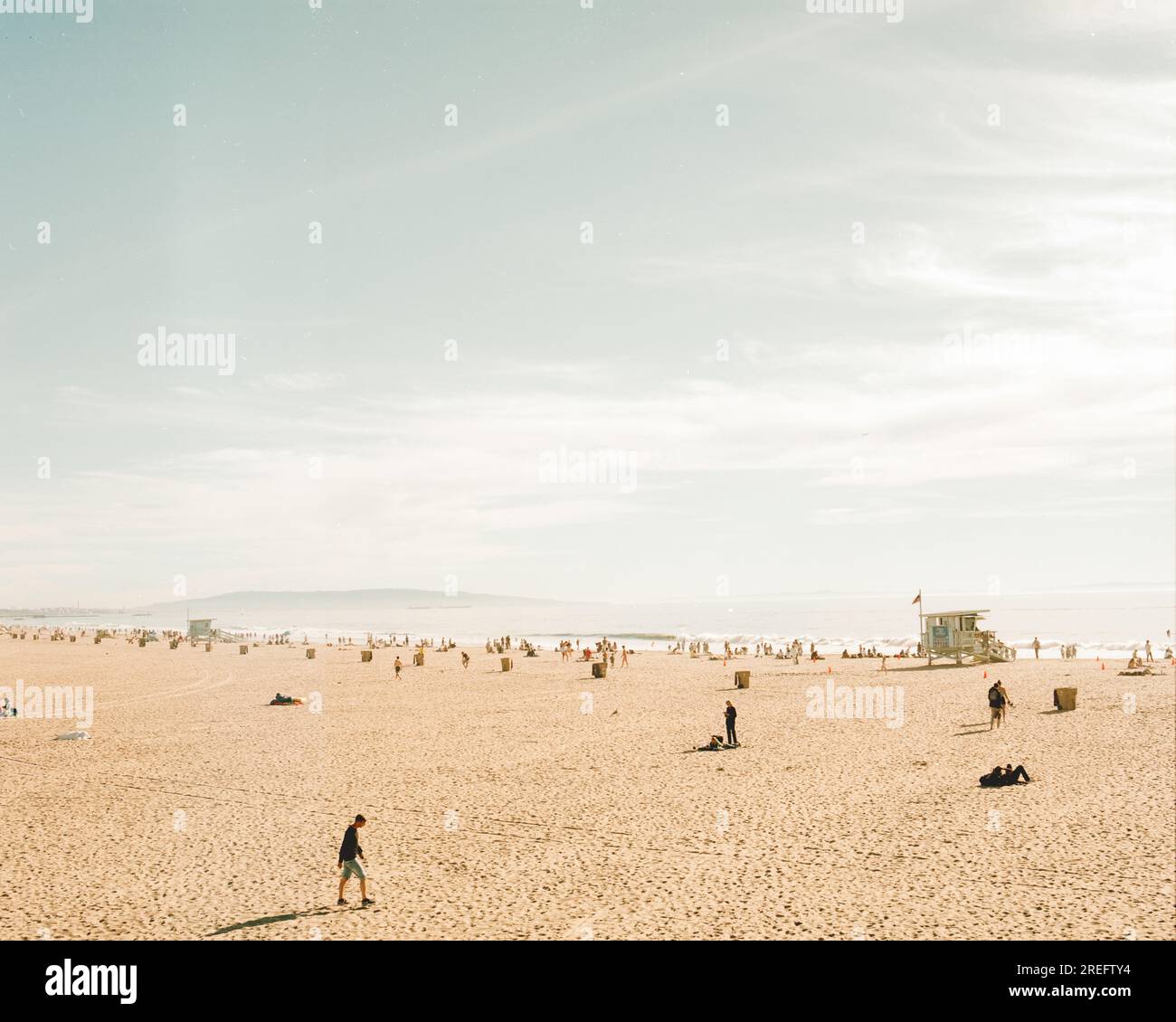 Photograph of a warm sunny day on Santa Monica Beach, Los Angeles ...