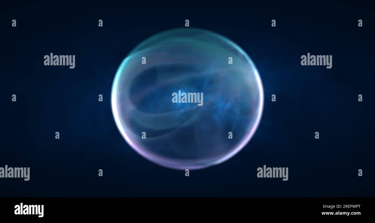 Abstract transparent energy sphere round glowing magical digital ...
