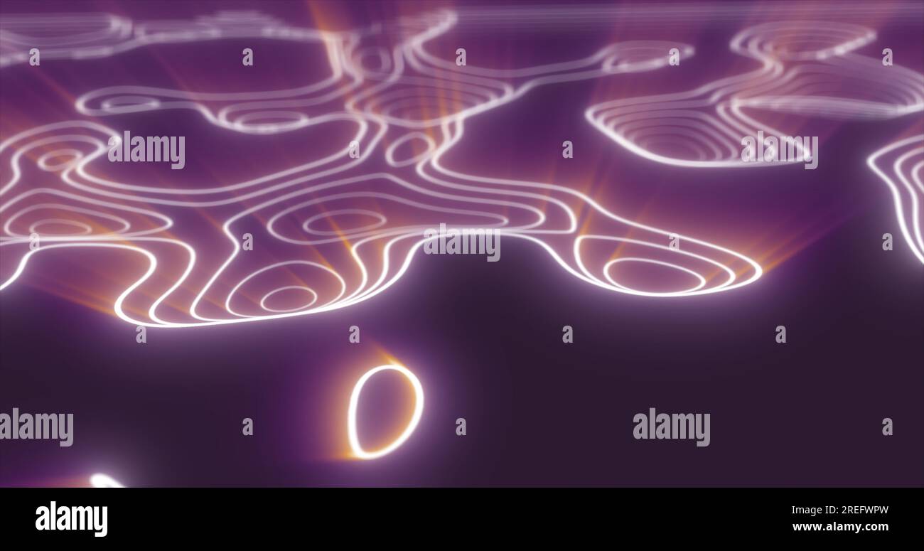 Abstract purple futuristic hi-tech landscape with mountains and canyons ...