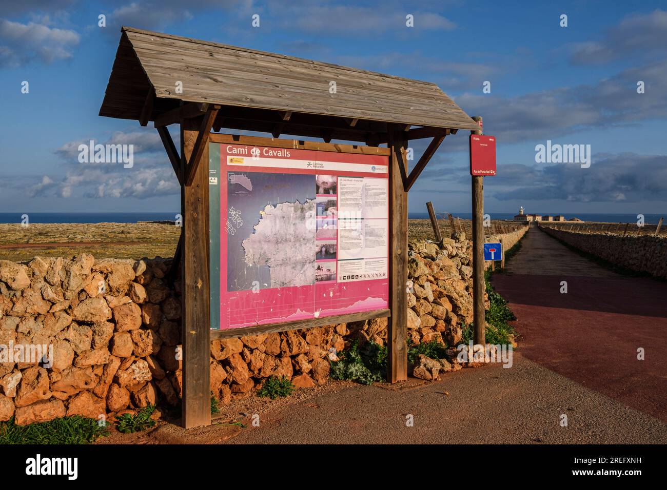 information panel on the Cami de Cavalls route, Punta Nati cape ...