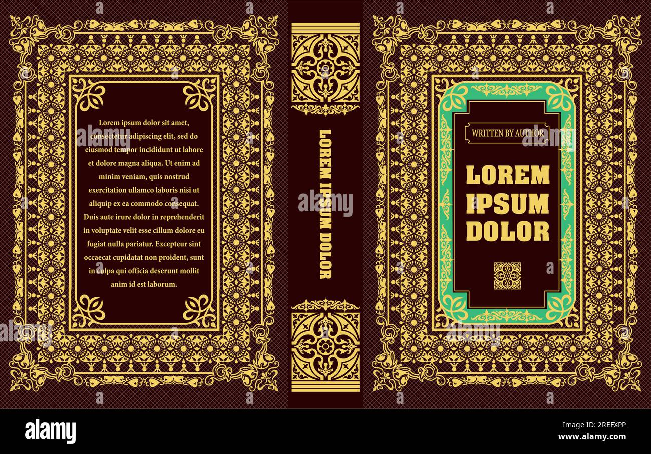 Ornate book cover and. Old retro ornament frames. Royal Golden style ...