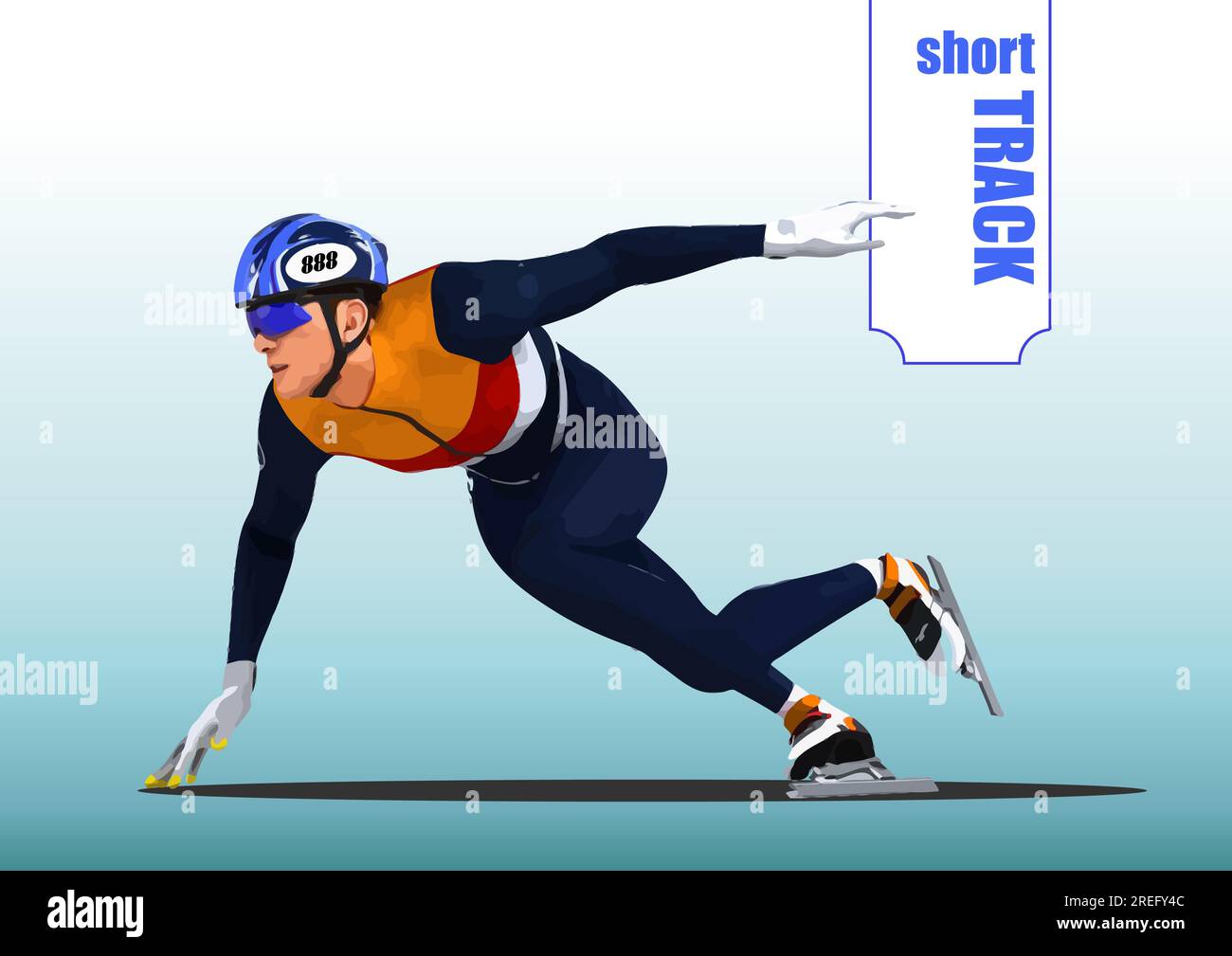 Short Track Speed Skating. 3d vector color illustration Stock Vector ...