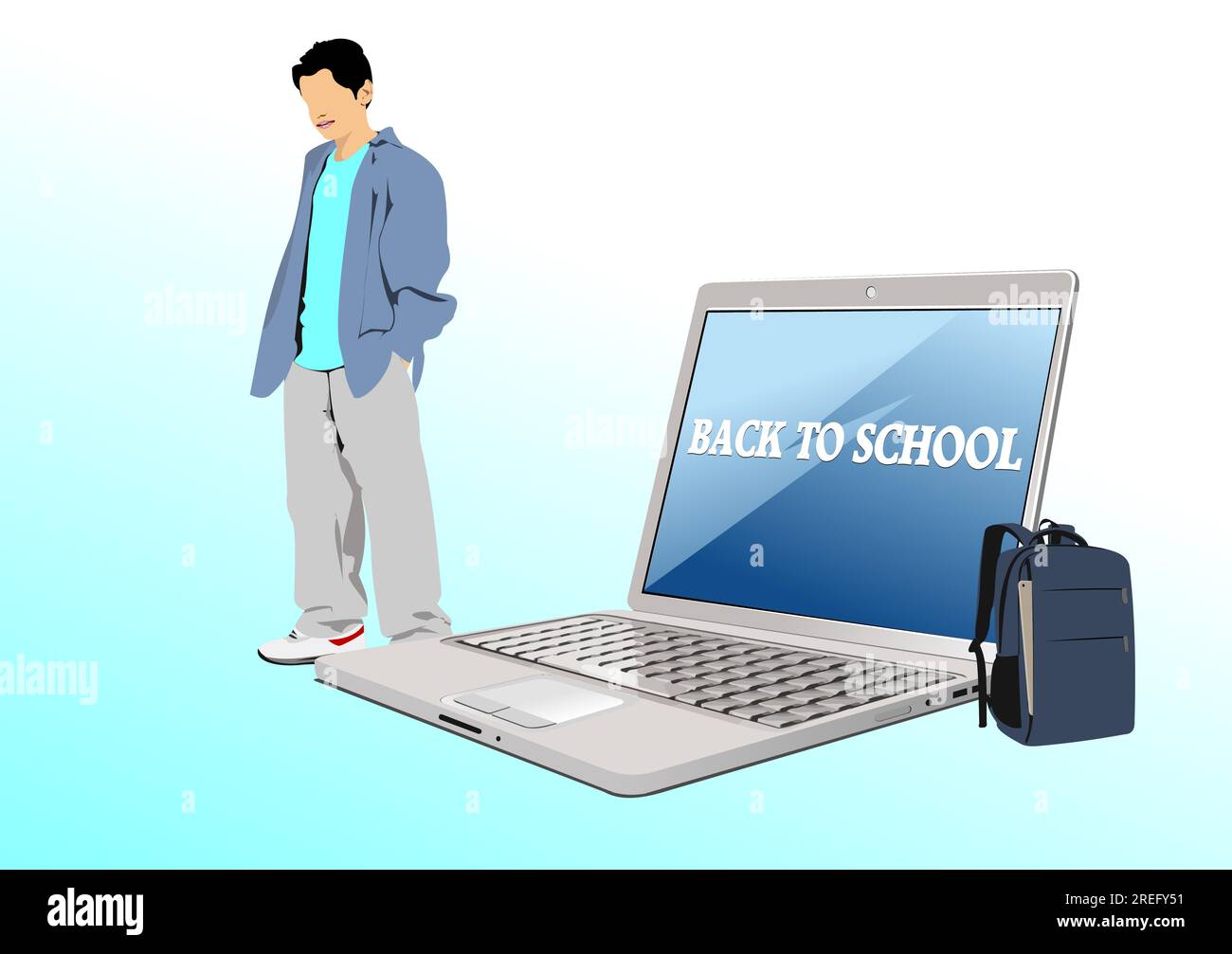 School boy on abstract background. Back to school . Vector 3d ...