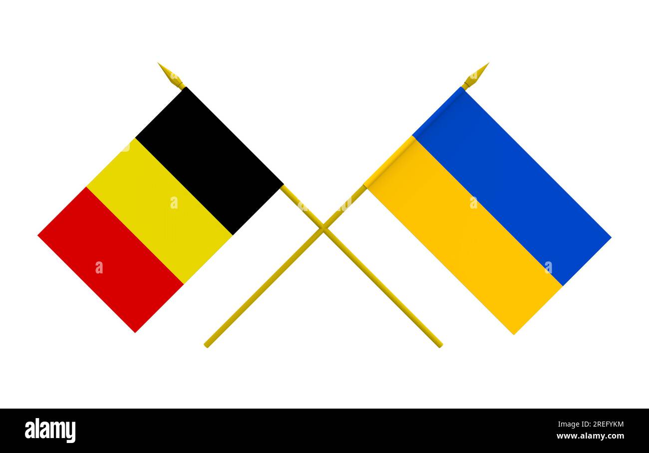 Flags of Belgium and Ukraine, 3d render, isolated Stock Photo - Alamy