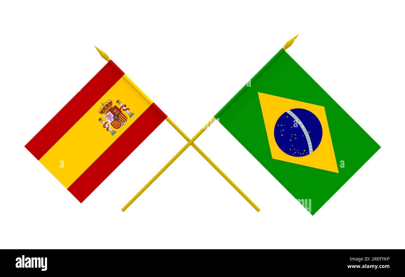 Flags of Brazil and Spain, 3d render, isolated Stock Photo - Alamy