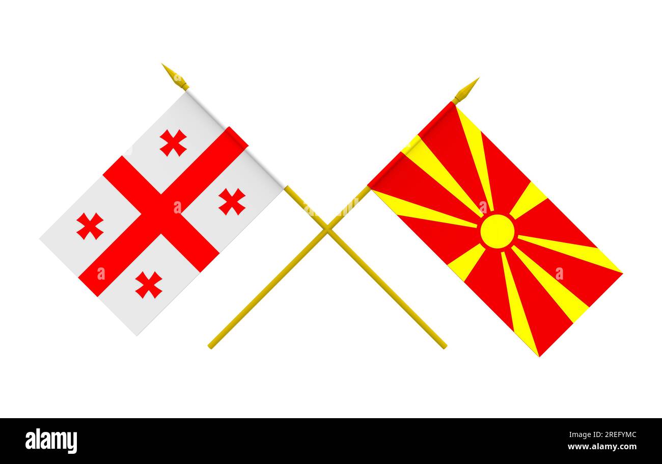 Flags of Georgia and Macedonia, 3d render, isolated Stock Photo - Alamy