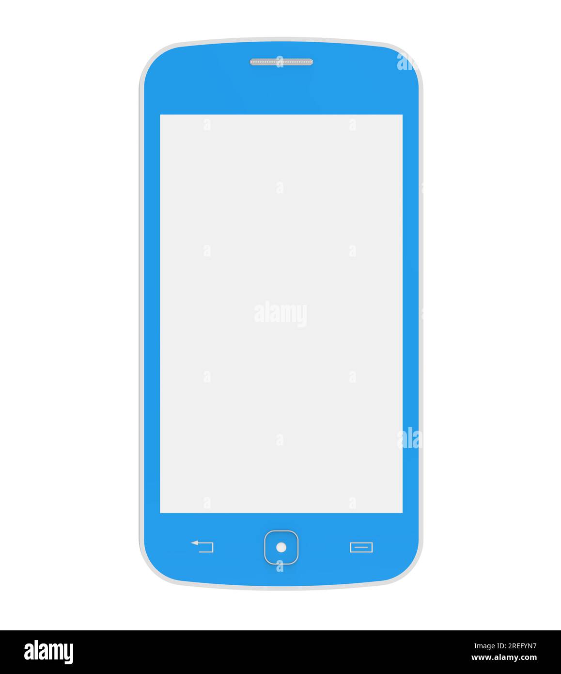 Blue mobile phone with blank screen, smartphone, 3D render, isolated on ...