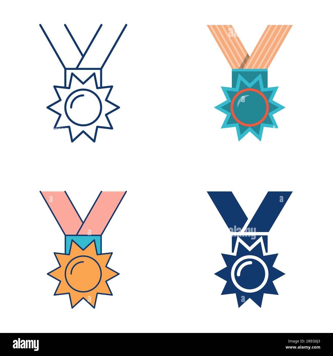 Star medal icon set in flat and line style. Diplomacy award ...