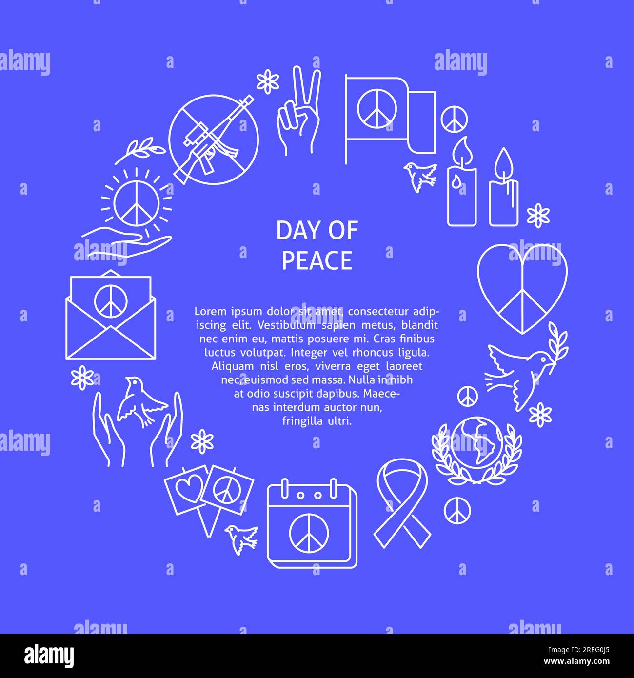 Day of peace line banner with place for text. Vector illustration Stock ...