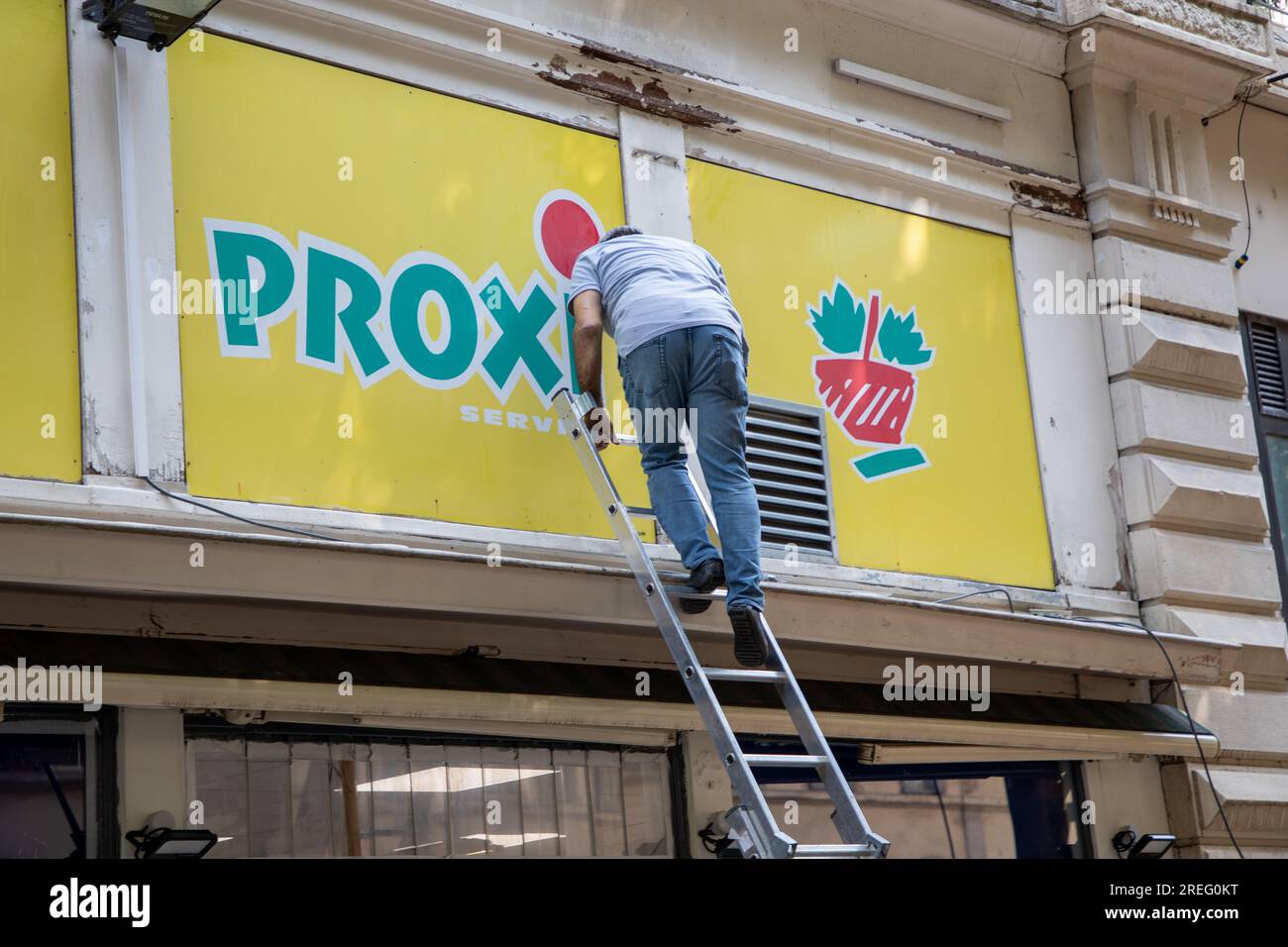 Bordeaux , France - 07 10 2023 : proxi super supermarket logo brand and ...