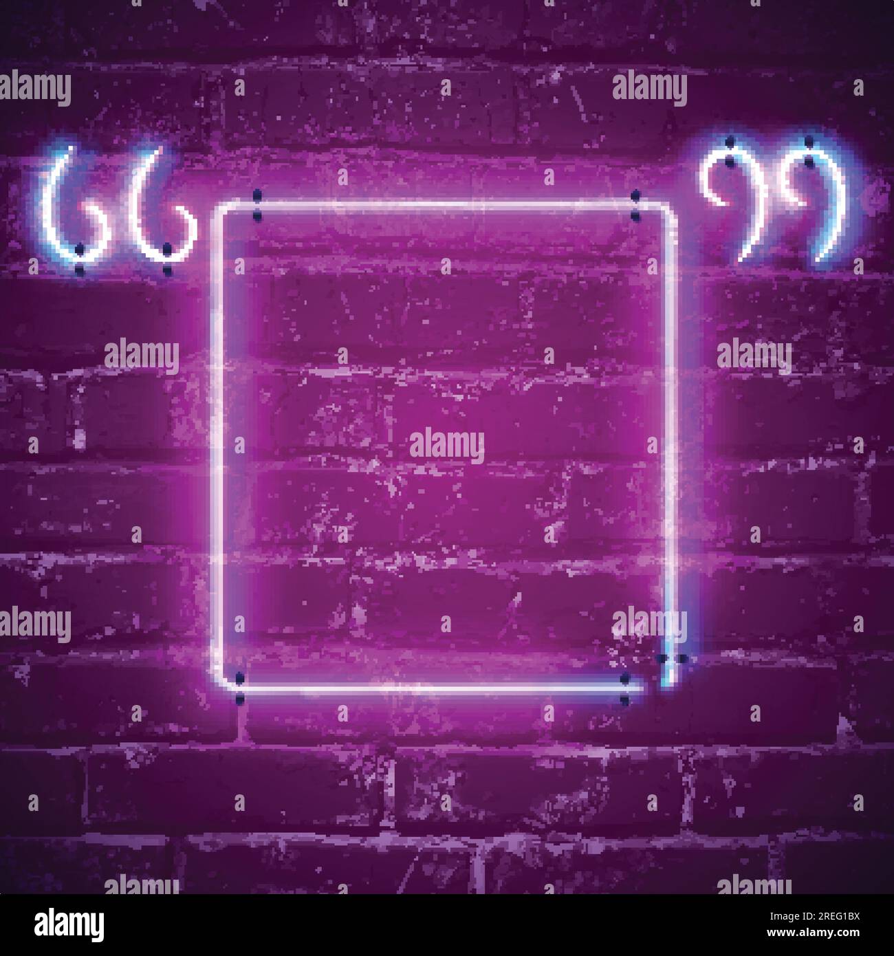 Retro neon glowing quote marks frame on the wall Stock Vector Image ...
