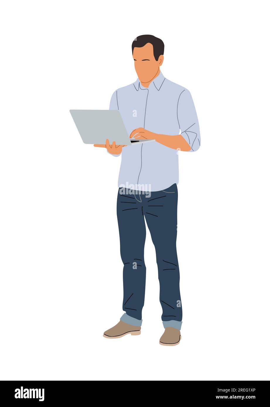 Business man working at laptop vector isolated Stock Vector Image & Art ...