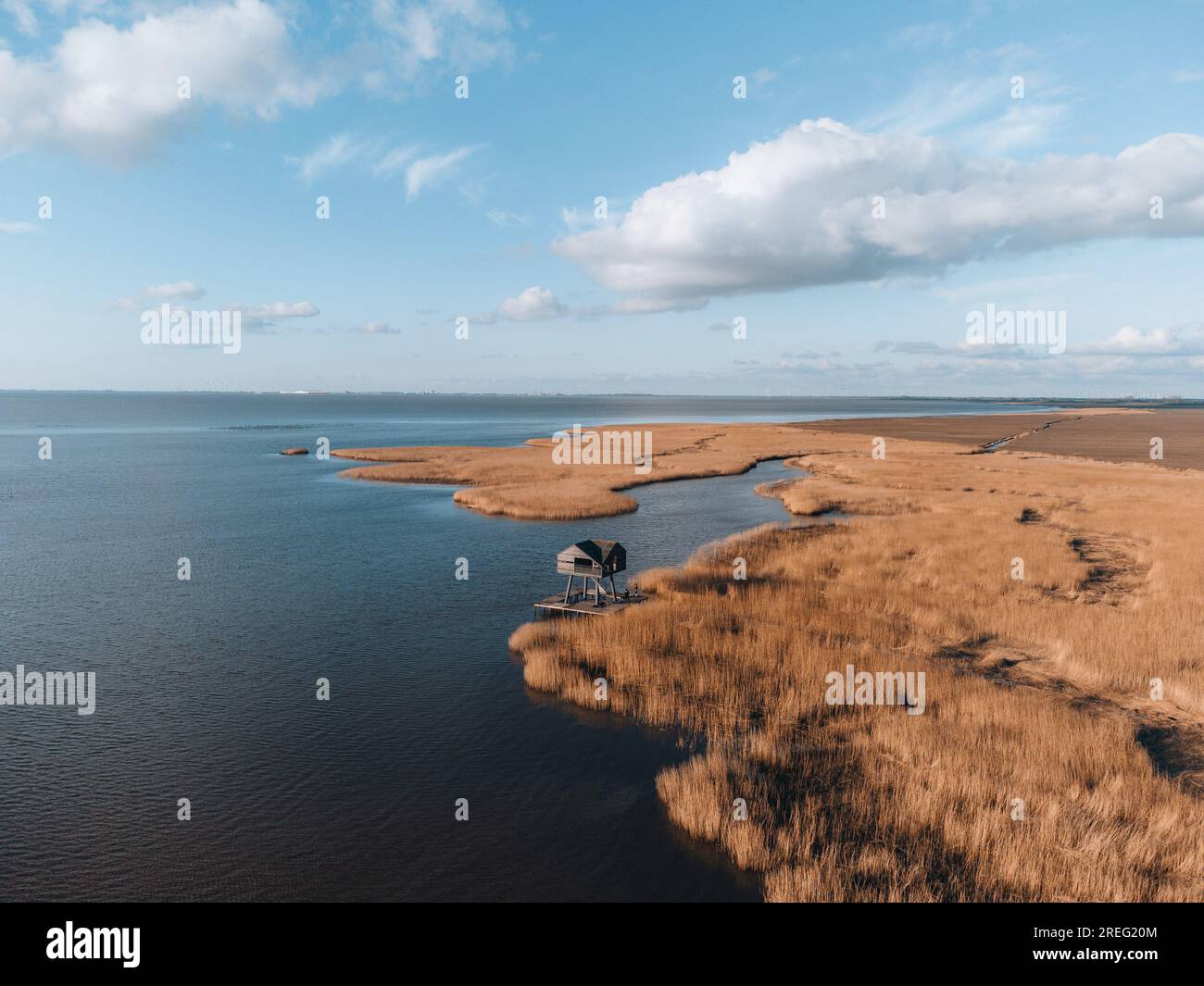 Aerial photo of Kiekkaaste Bird Observatory in The Netherlands at ...