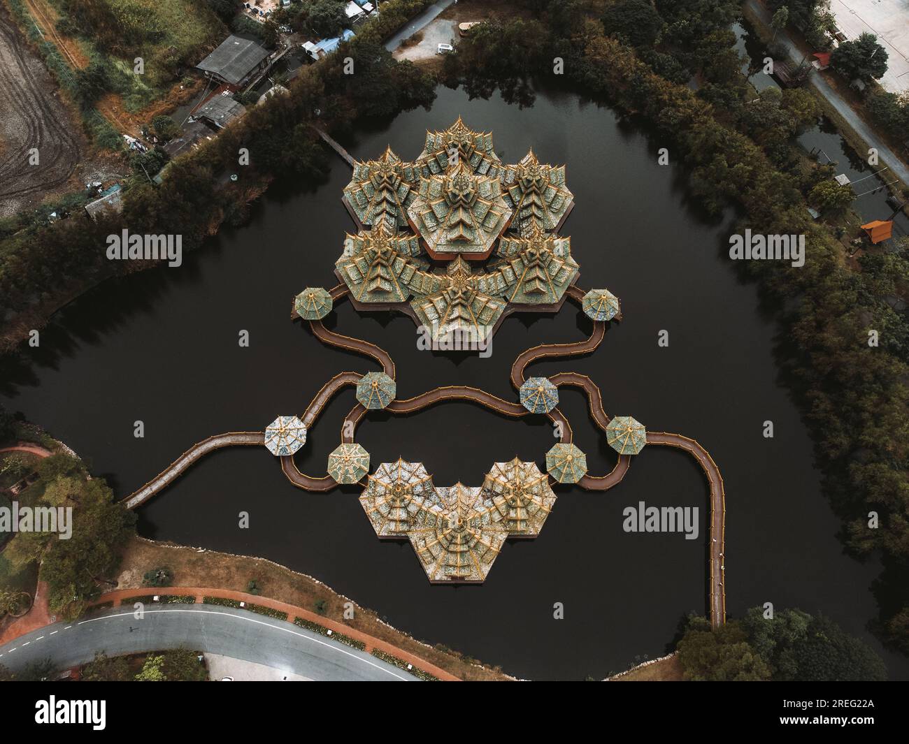 Aerial photo of Ancient city, Ancient Siam, Muang Boran in Bangkok ...