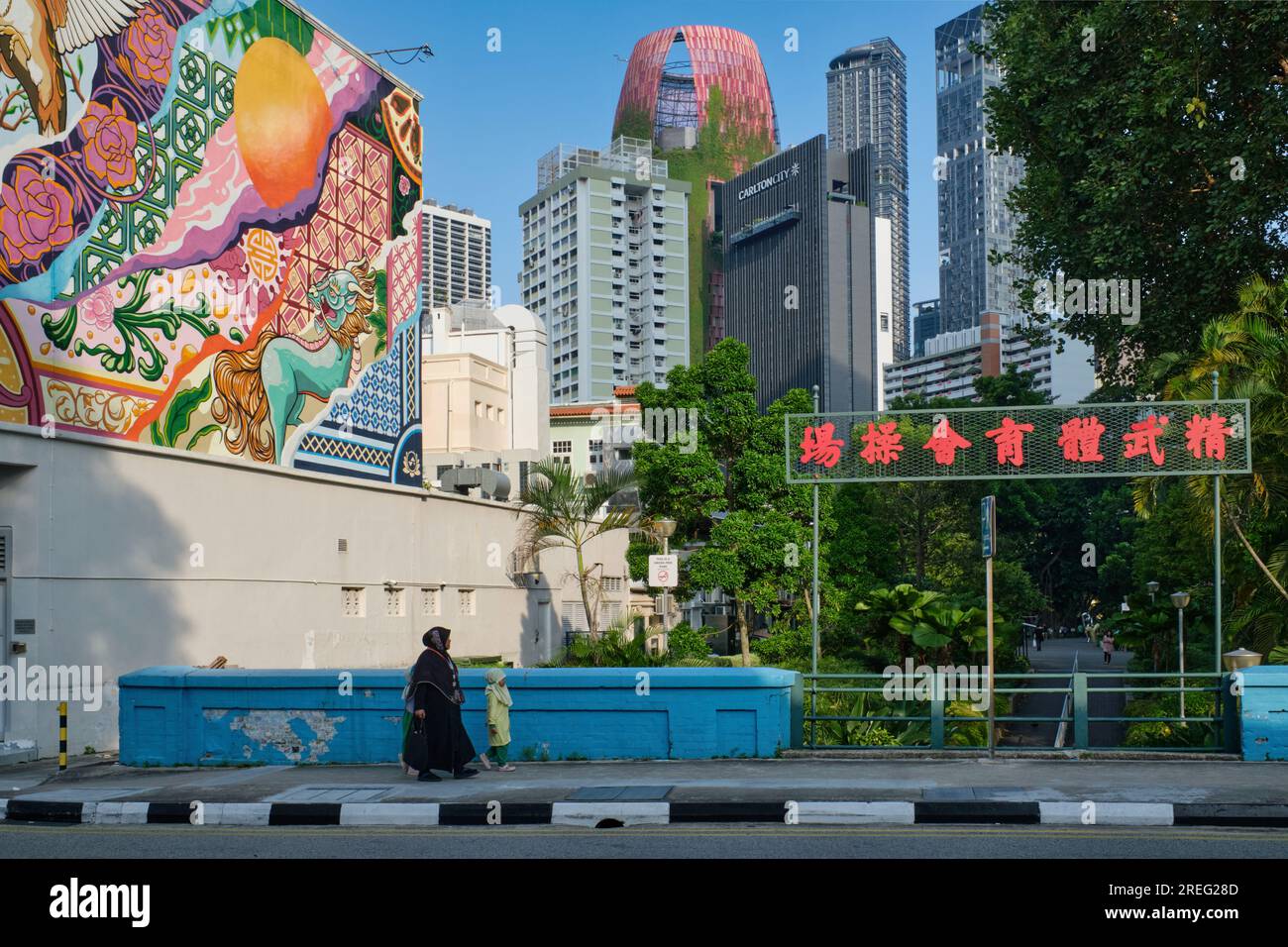 View of Neil Road in Chinatown, Singapore, at the crossing with Duxton ...