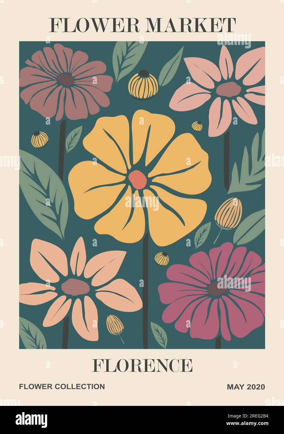 Abstract Flower Market Florence poster vector art Stock Vector Image ...