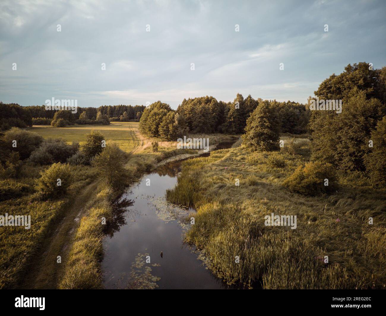 The small winding river Grabia in central Poland Stock Photo - Alamy