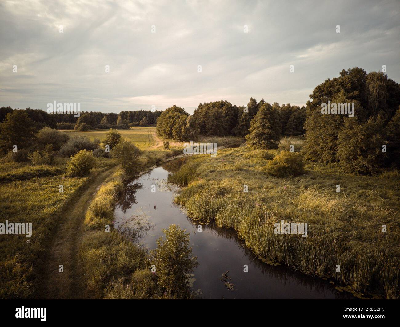 The small winding river Grabia in central Poland Stock Photo - Alamy