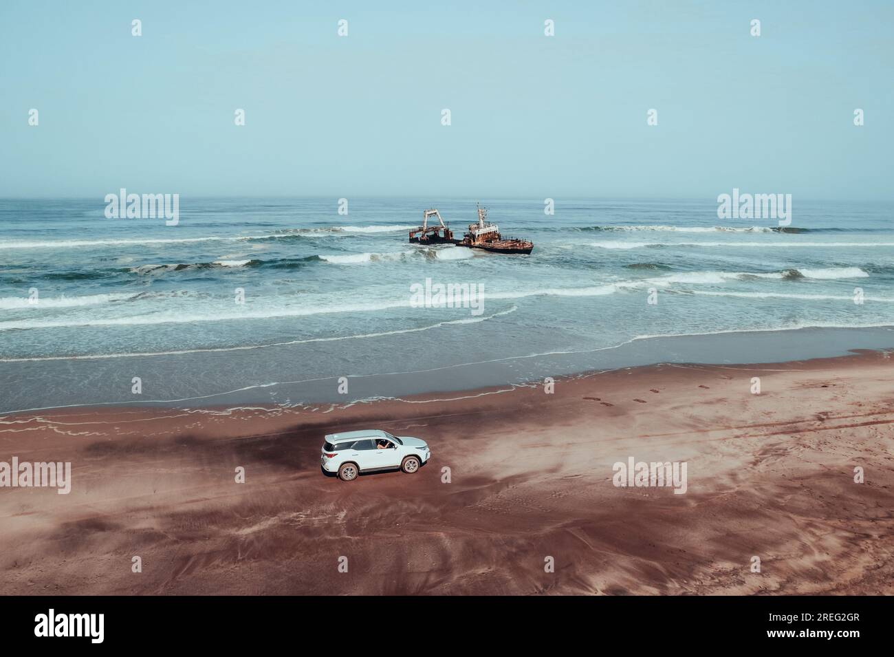 Offroad trip on the beach of Namibia at Zeila Shipwreck, Skeleton Coast ...