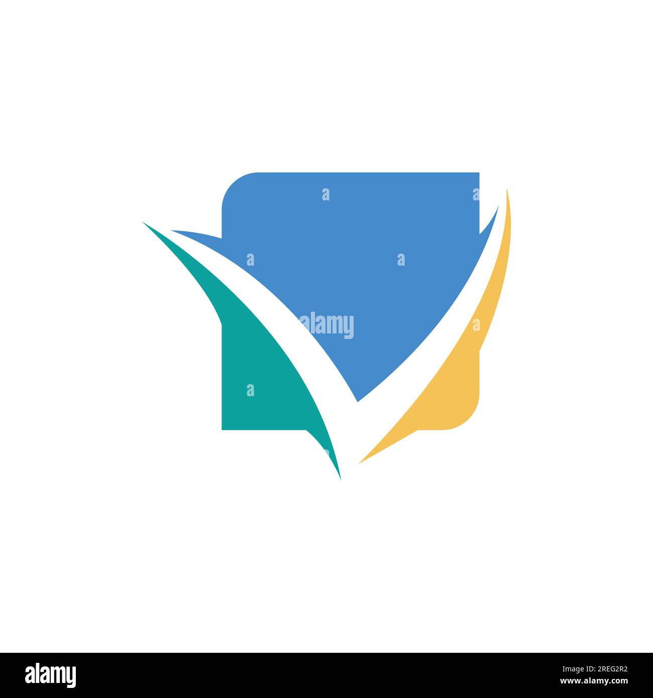 Letter v negative space square logo design vector image. Modern initial ...