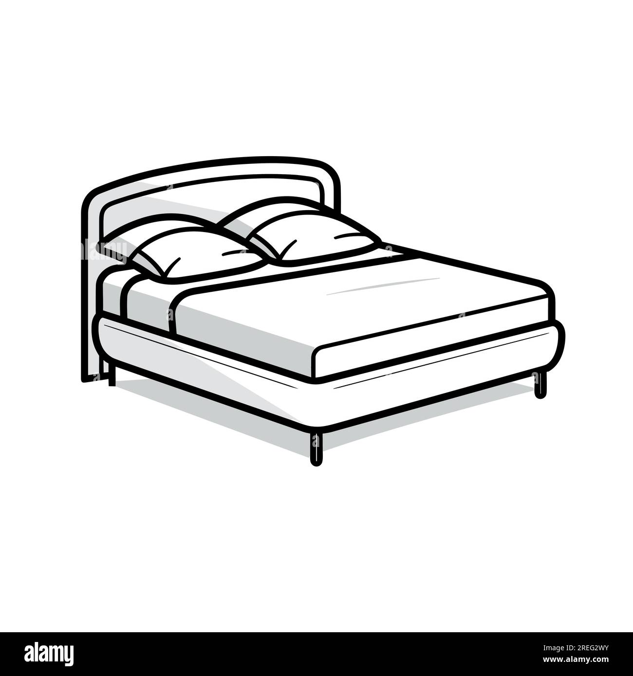 Vector bed with bedding . Modern furniture. Bed with blanket, pillows ...