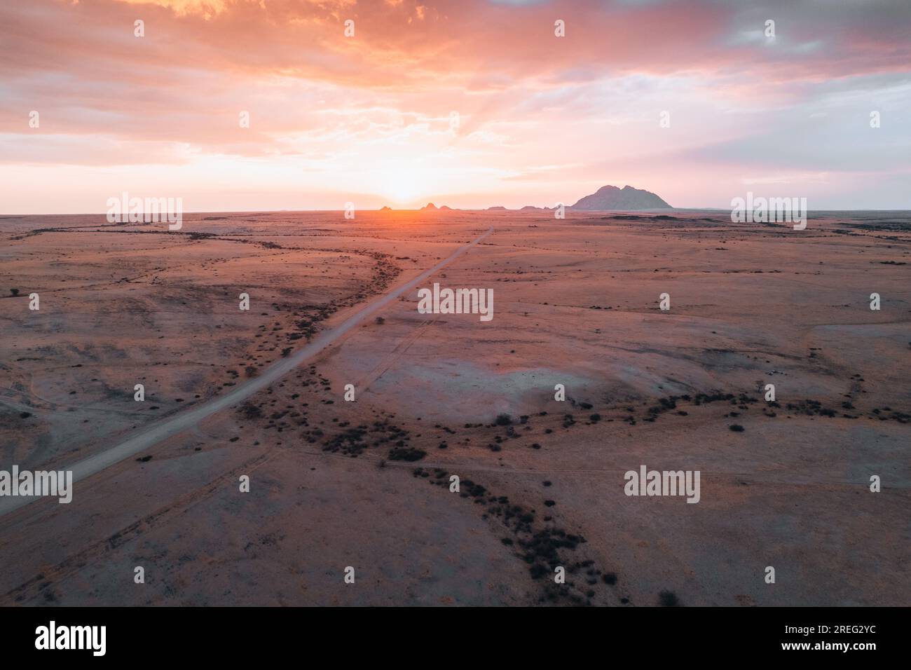 Aerial Sunset Drone View of Spitzkoppe area Namib Desert, Namibia ...