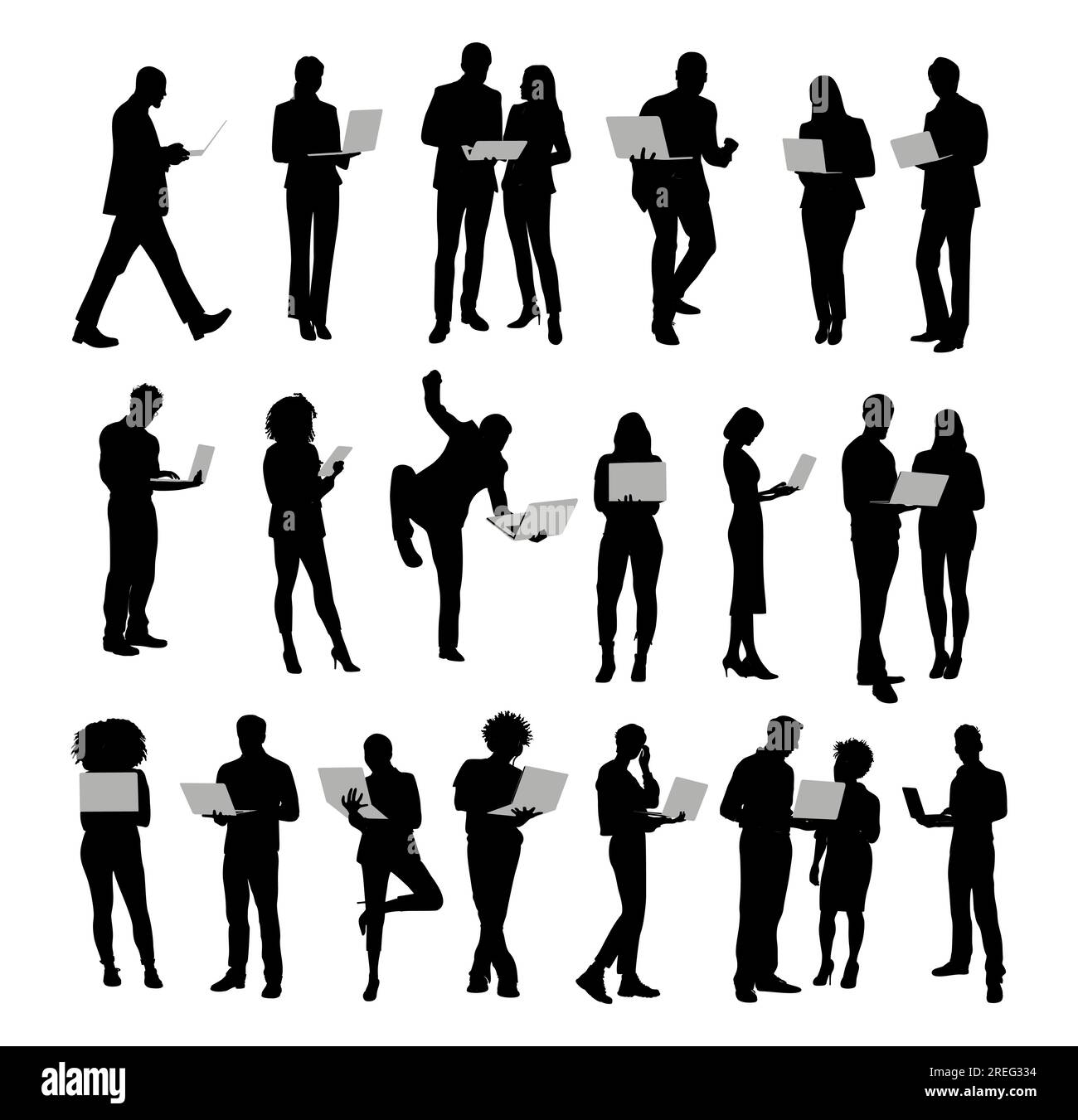 Silhouettes business people working isolated hi-res stock photography ...