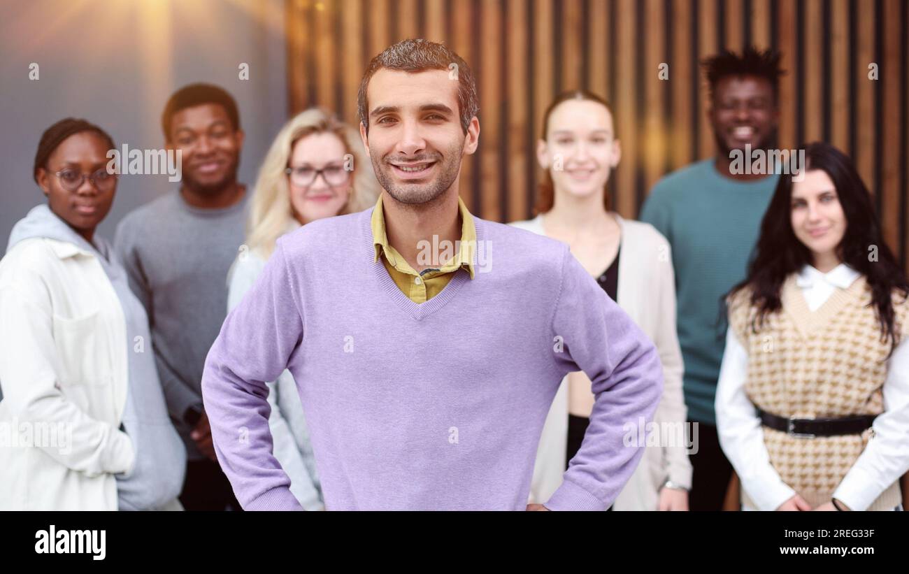 group of successful business people standing in the office Stock Photo ...