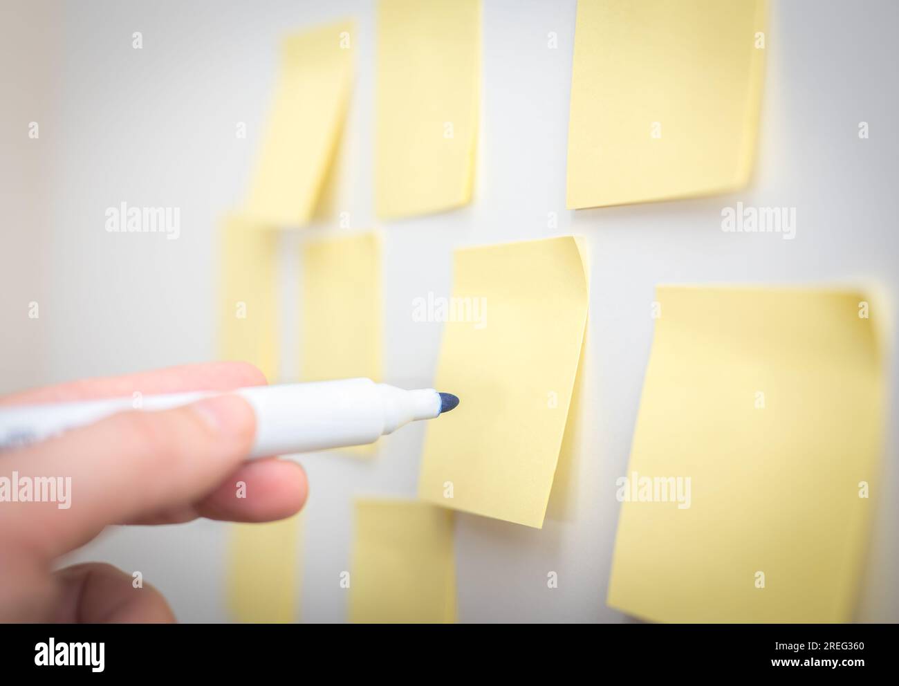 Brainstorming for strategy plan. Business people meeting and use post ...