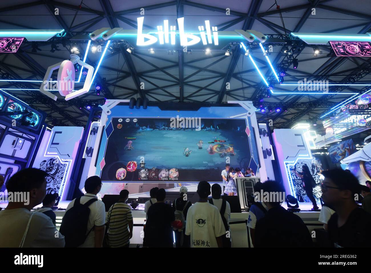 SHANGHAI, CHINA - JULY 28, 2023 - Visitors visit the bilibili booth at 2023ChinaJoy in Shanghai ...