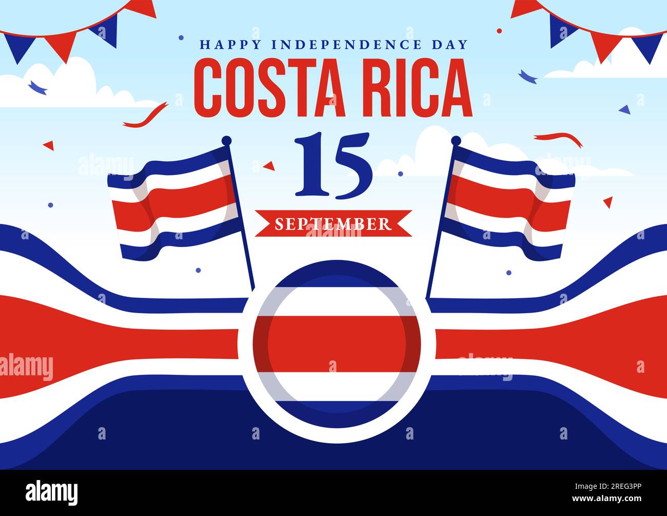 Happy Independence Day of Costa Rica Vector Illustration on September ...