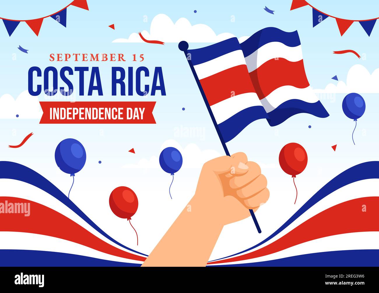Happy Independence Day of Costa Rica Vector Illustration on September ...