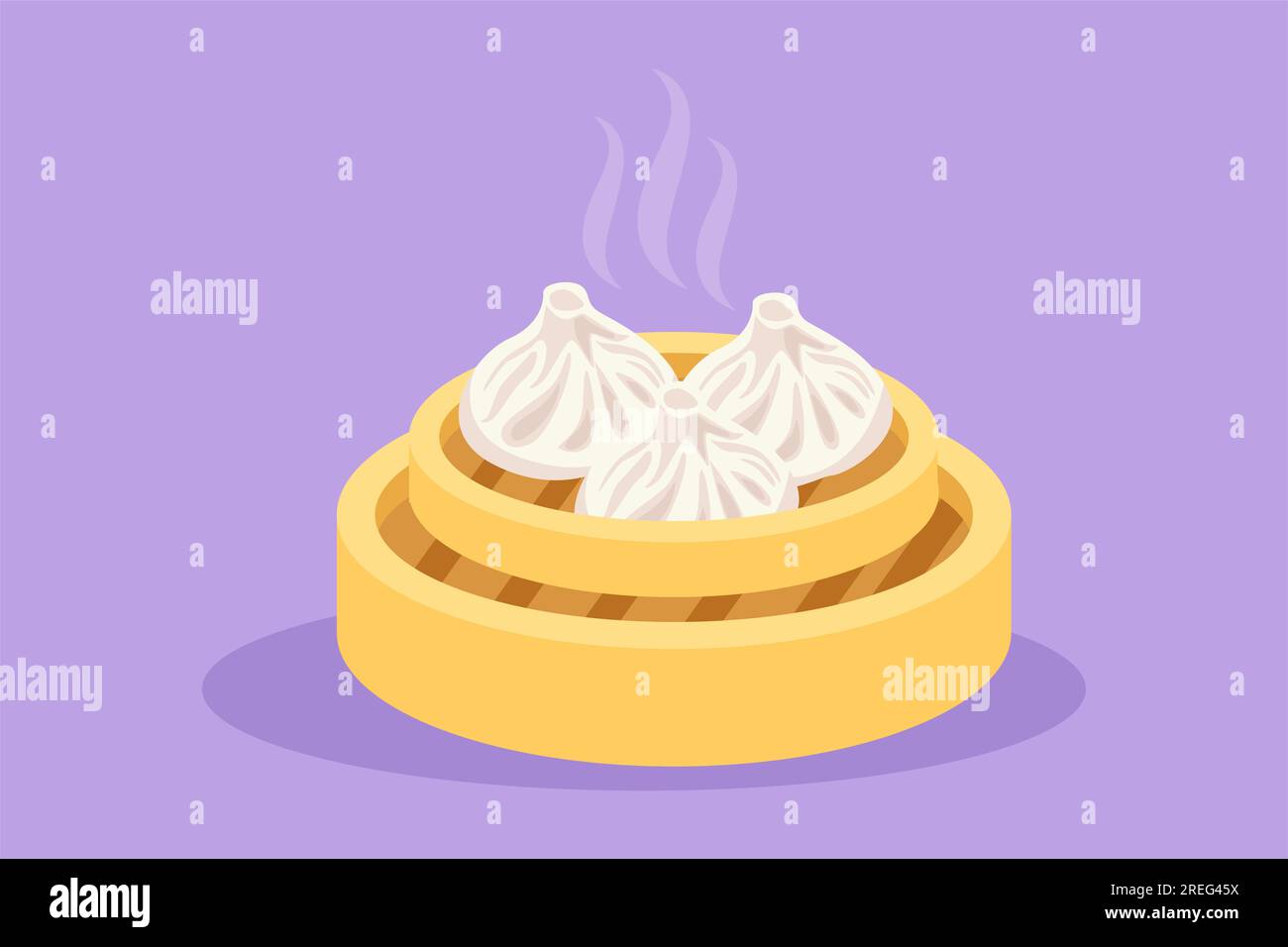 Character flat drawing of fresh delicious Chinese dumpling restaurant ...