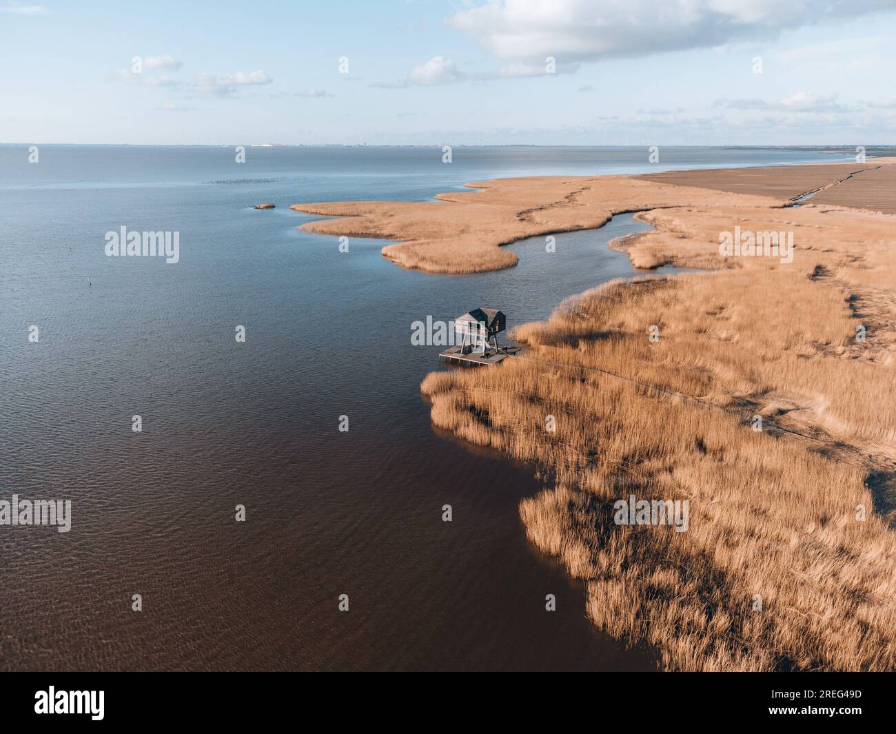 Aerial photo of Kiekkaaste Bird Observatory in The Netherlands at ...