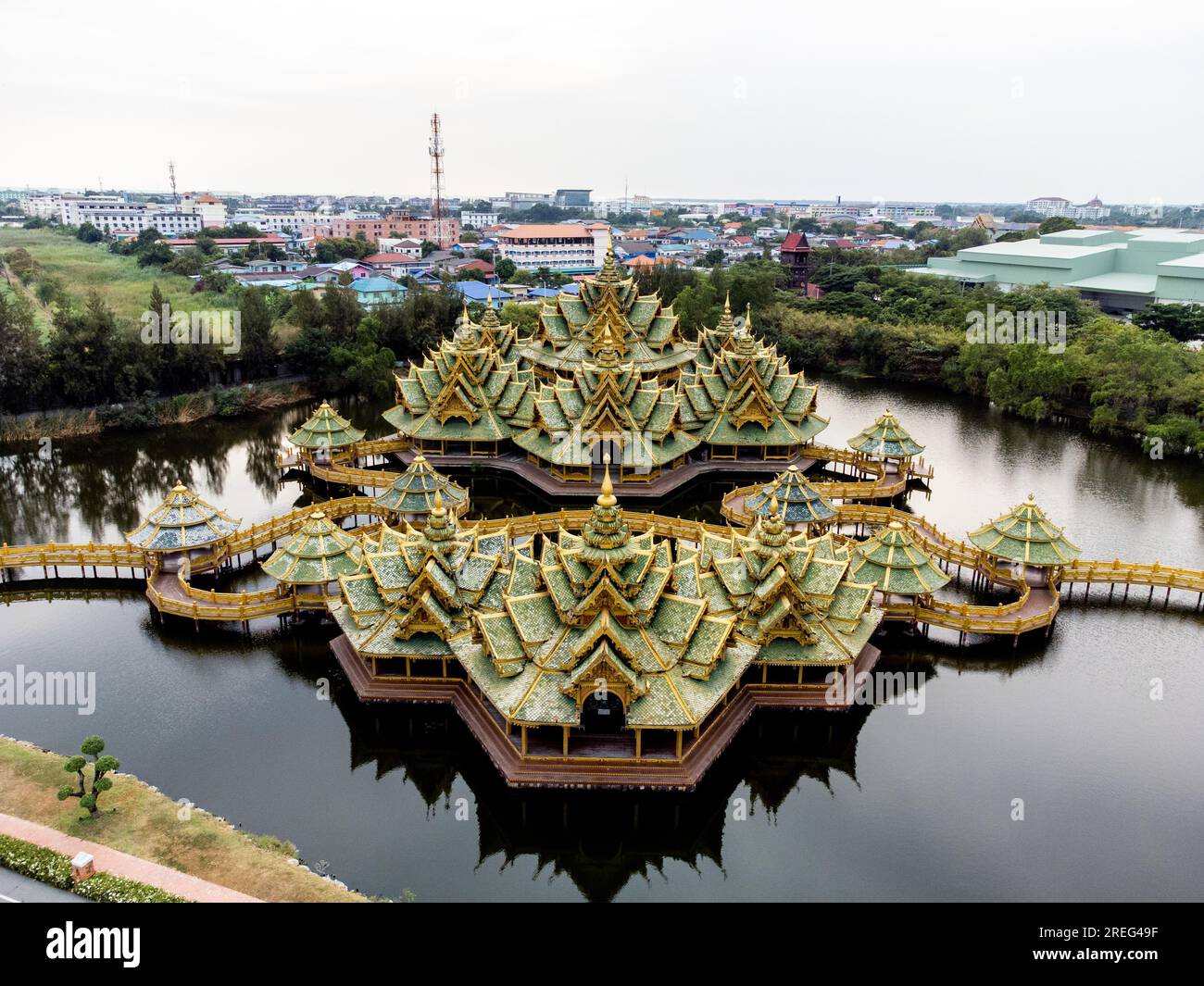 Aerial photo of Ancient city, Ancient Siam, Muang Boran in Bangkok ...