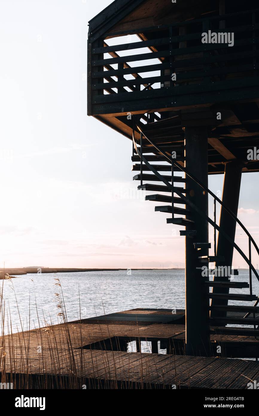 Sunset photo of Kiekkaaste Bird Observatory in The Netherlands at ...