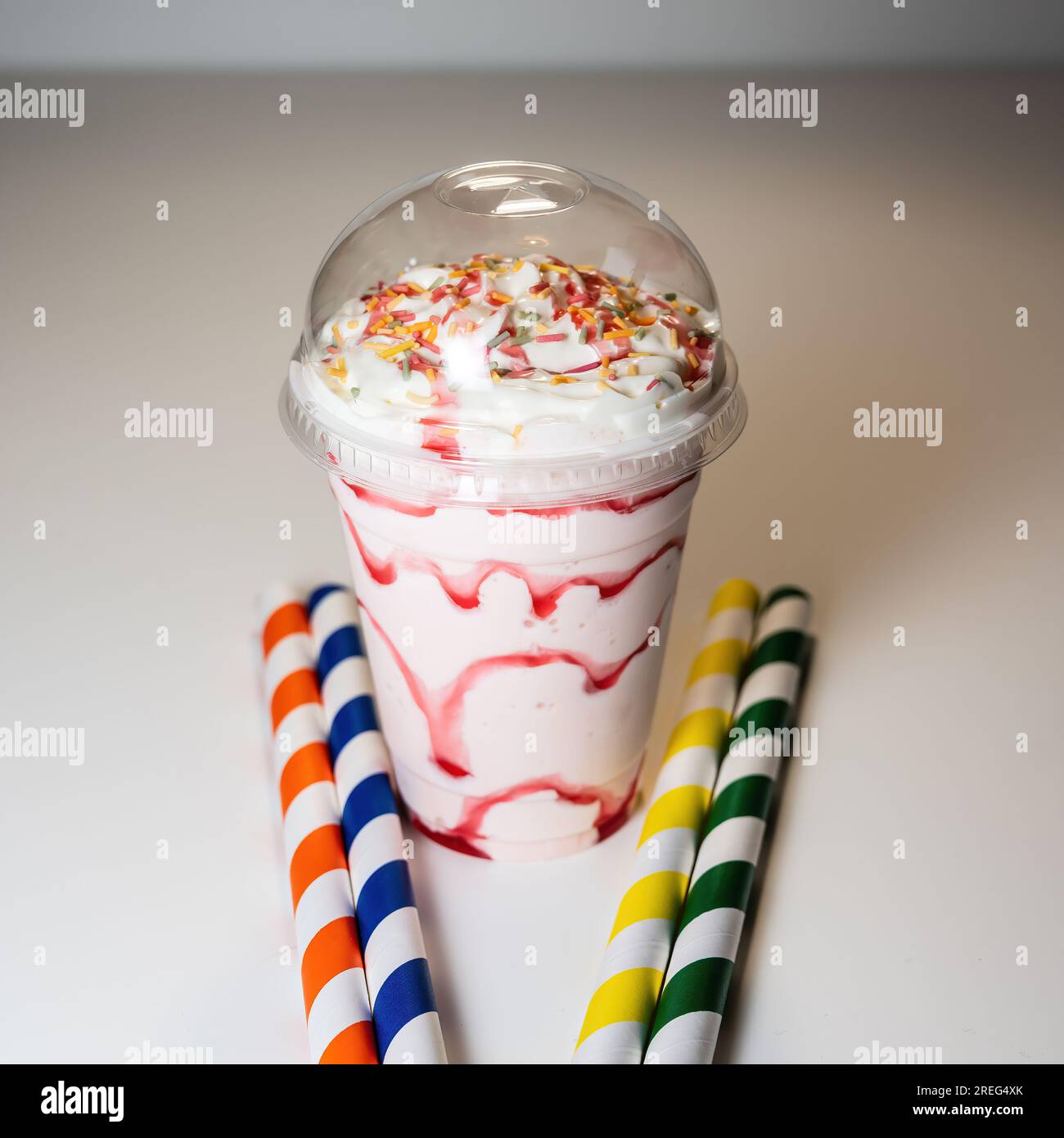 Strawberry milkshake made with strawberry gelato and served with a ...