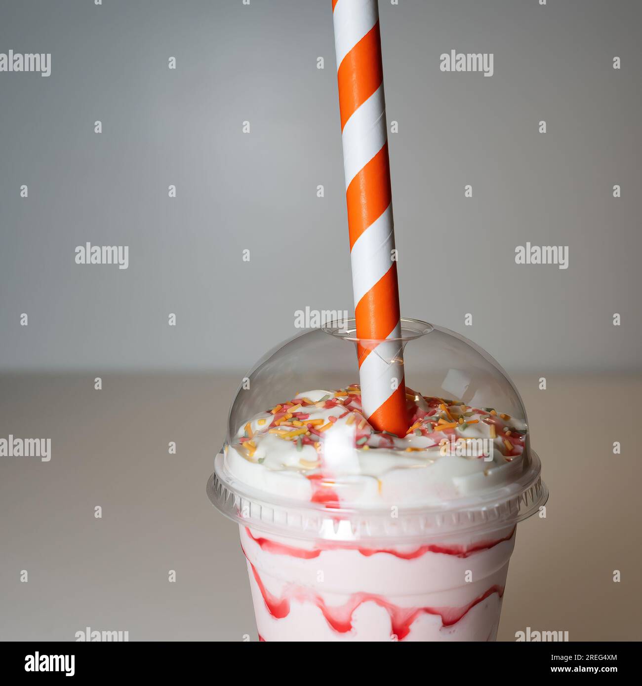 Strawberry milkshake made with strawberry gelato and served with a ...