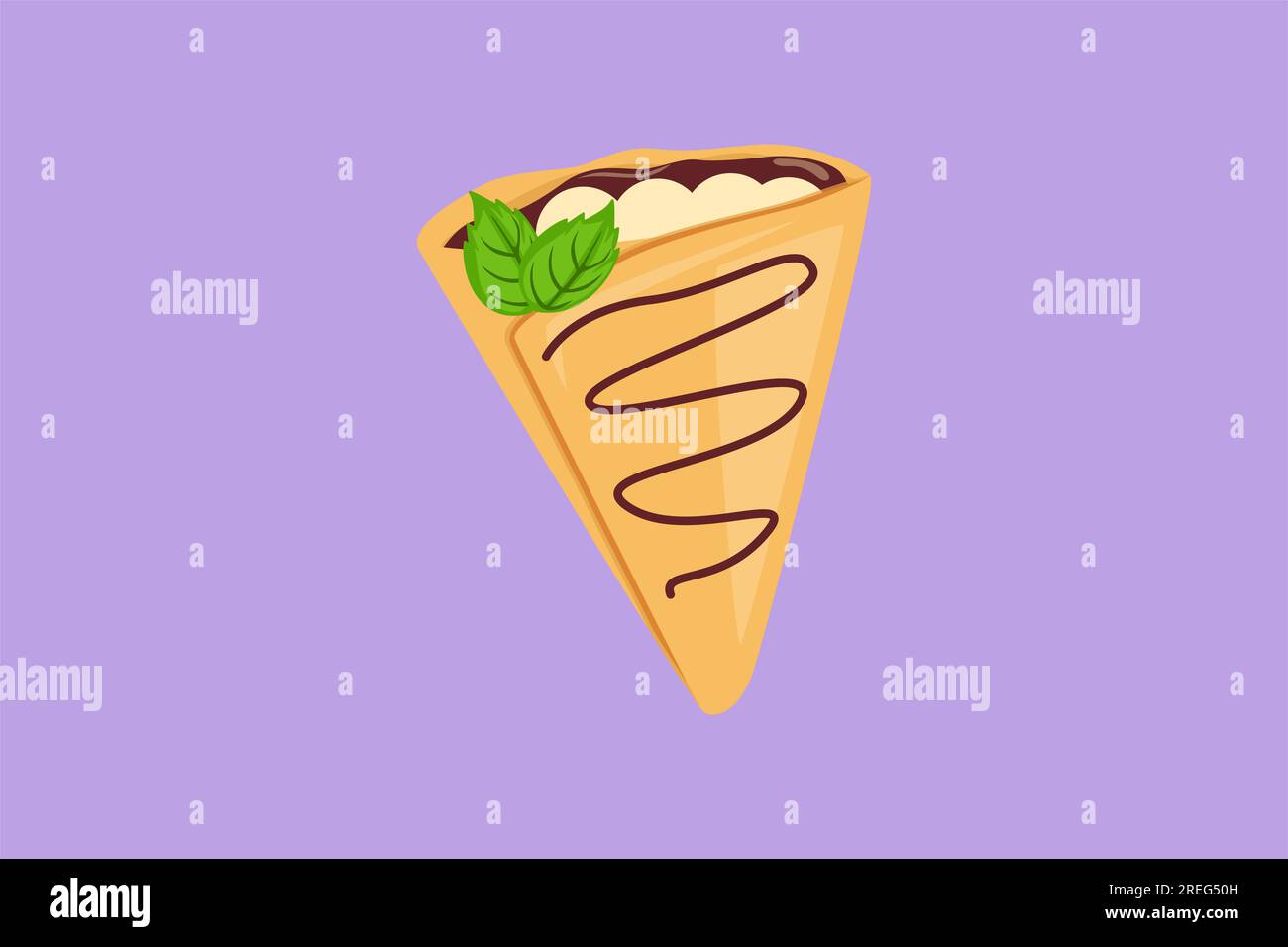 Cartoon flat style drawing fresh delicious crispy crepes restaurant ...