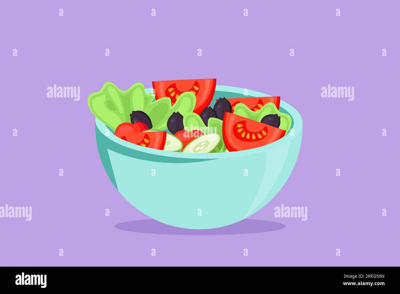 Graphic flat design drawing stylized vegetables salad on bowl logo ...