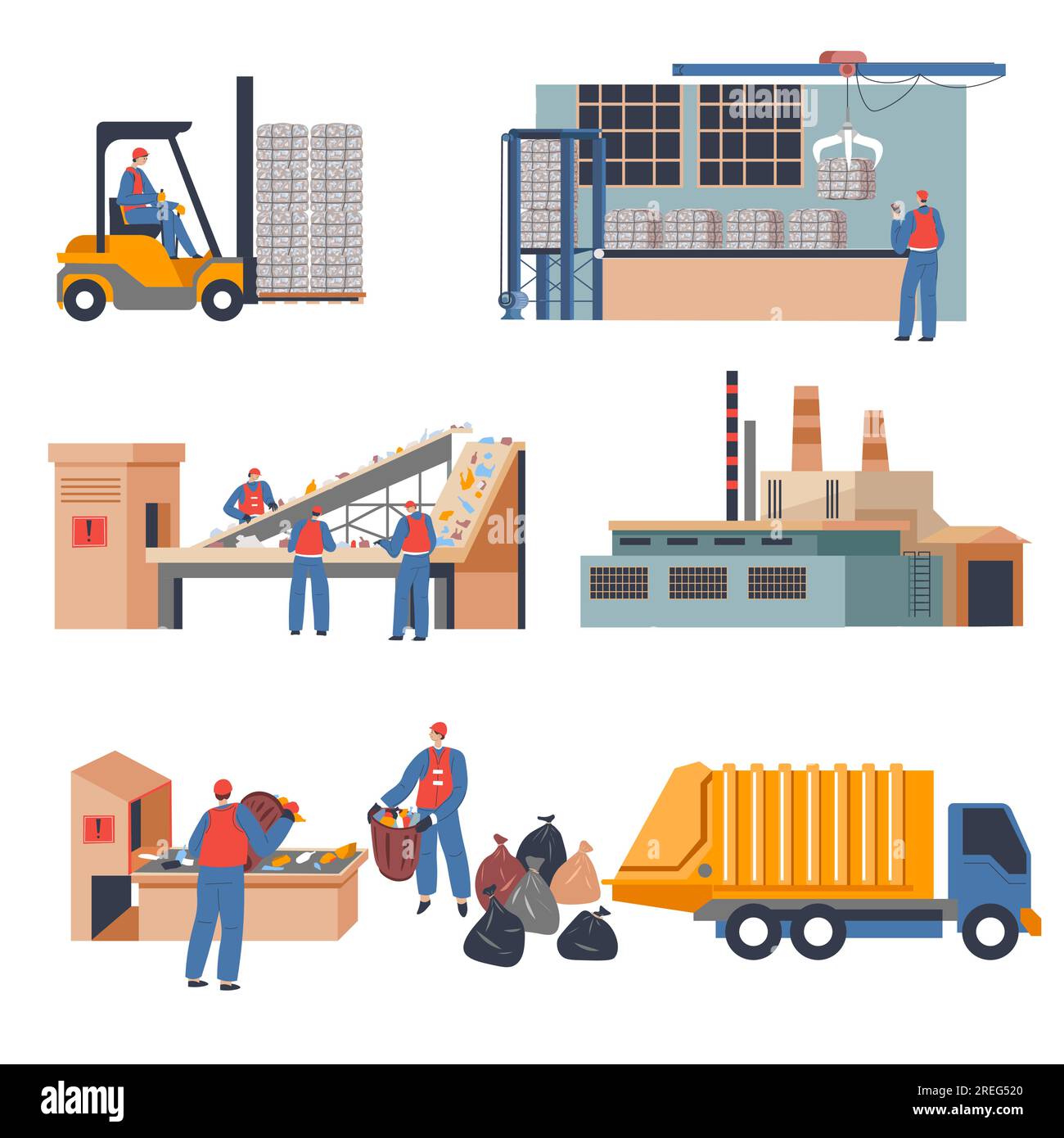 People working on recycling factory or facility center sorting garbage ... People working on recycling factory or facility center sorting garbage ...