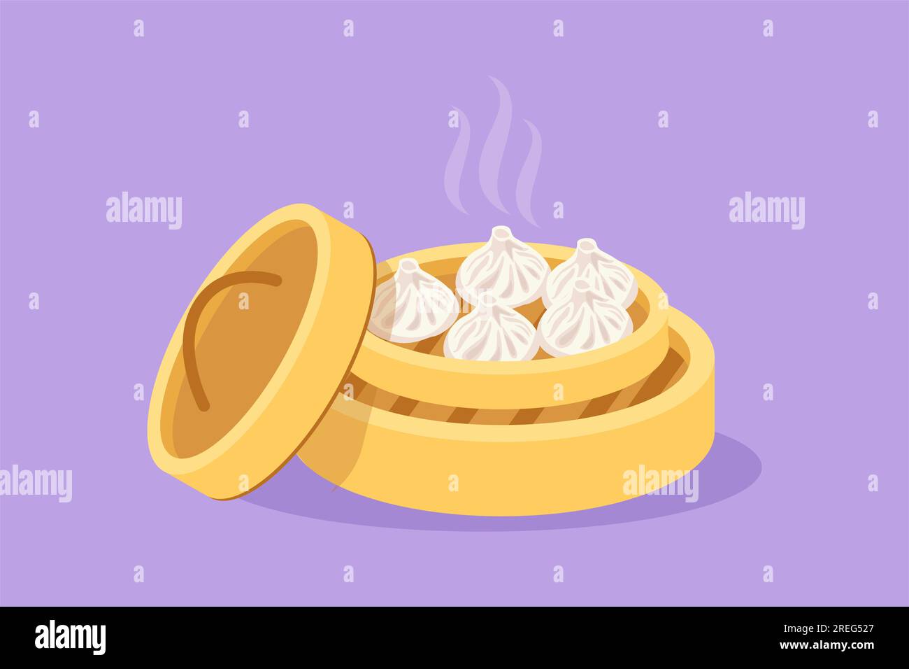 Character flat drawing of fresh delicious Chinese dumpling restaurant ...