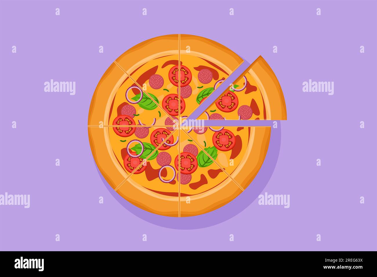 Graphic flat design drawing fresh delicious Italy pizza restaurant logo ...