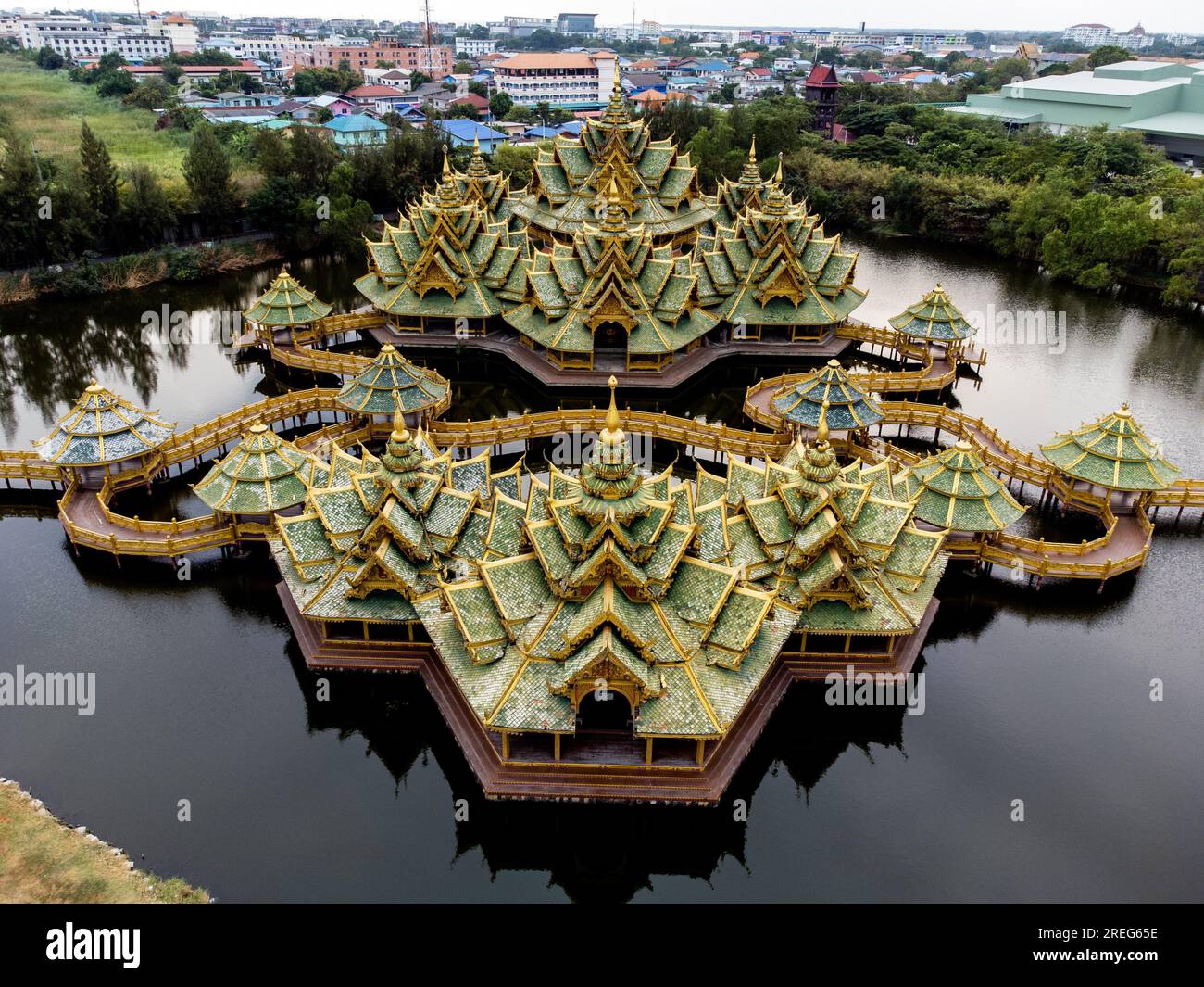 Aerial photo of Ancient city, Ancient Siam, Muang Boran in Bangkok ...